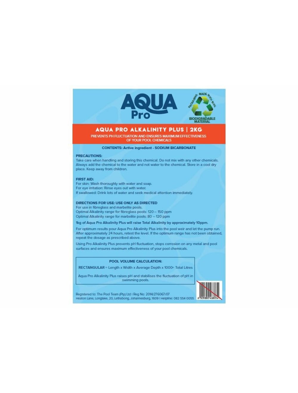 Aqua Pro Alkalinity Booster 2kg | The Pool Team